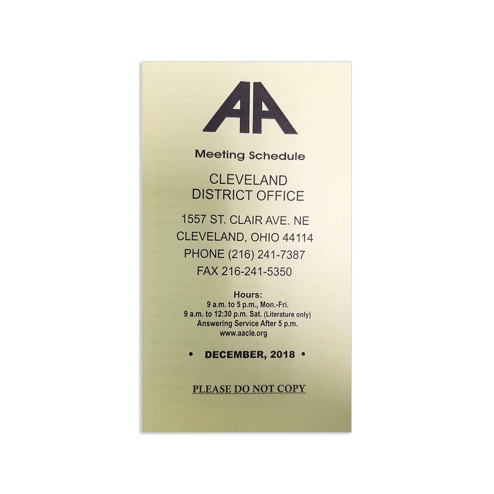 A.A. Meeting Schedule - Alcoholics Anonymous Cleveland