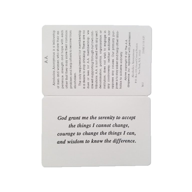 AA Wallet Size Cards - Alcoholics Anonymous Literature