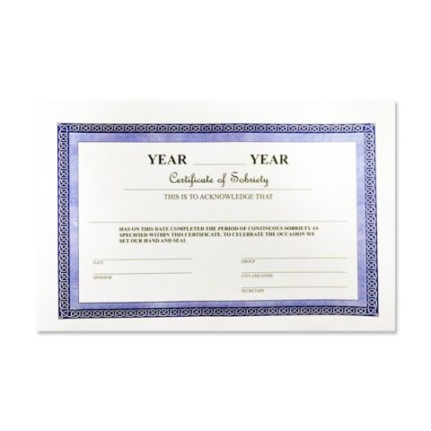 Certificate of Sobriety - Alcoholics Anonymous Cleveland