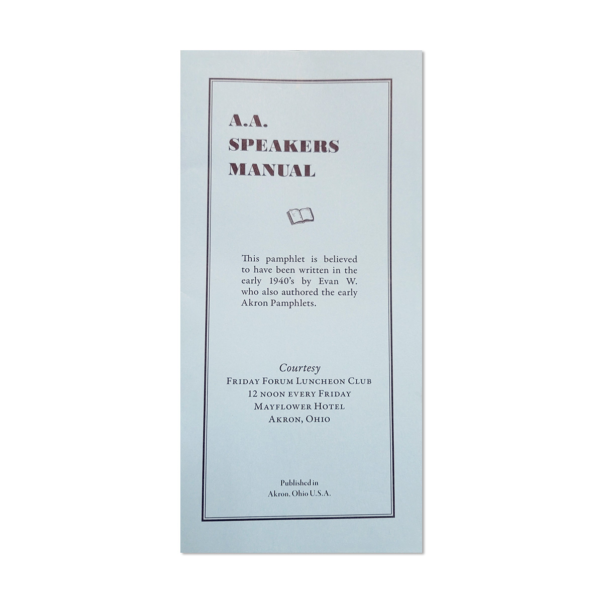 AA Speakers Manual - Alcoholics Anonymous Cleveland